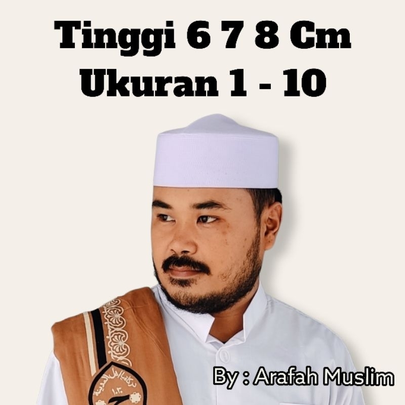 Jual Peci Songkok Kalbut Putih Peci Habib Bahar Tinggi 6 Cm 7 Cm 8 Cm Lengkap Ukuran Anak Dan ...