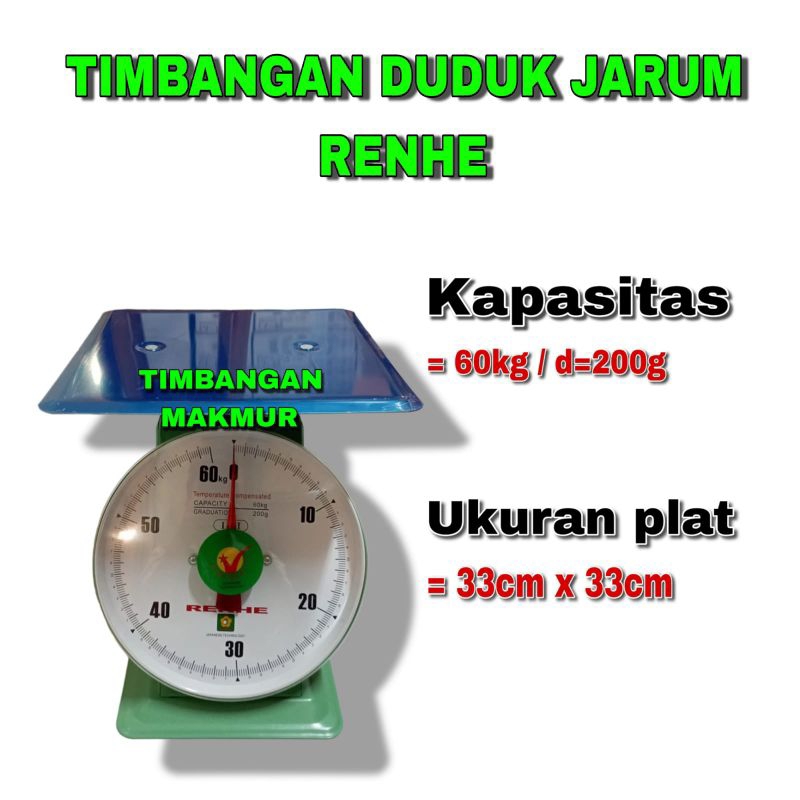 Jual Timbangan Duduk Jarum Bagus dan Murah RENHE Kapasitas 60kg | Shopee Indonesia