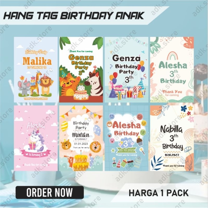 Jual [1 PACK] KARTU HANG TAG SOUVENIR ULANG TAHUN ANAK | HANG TAG ...