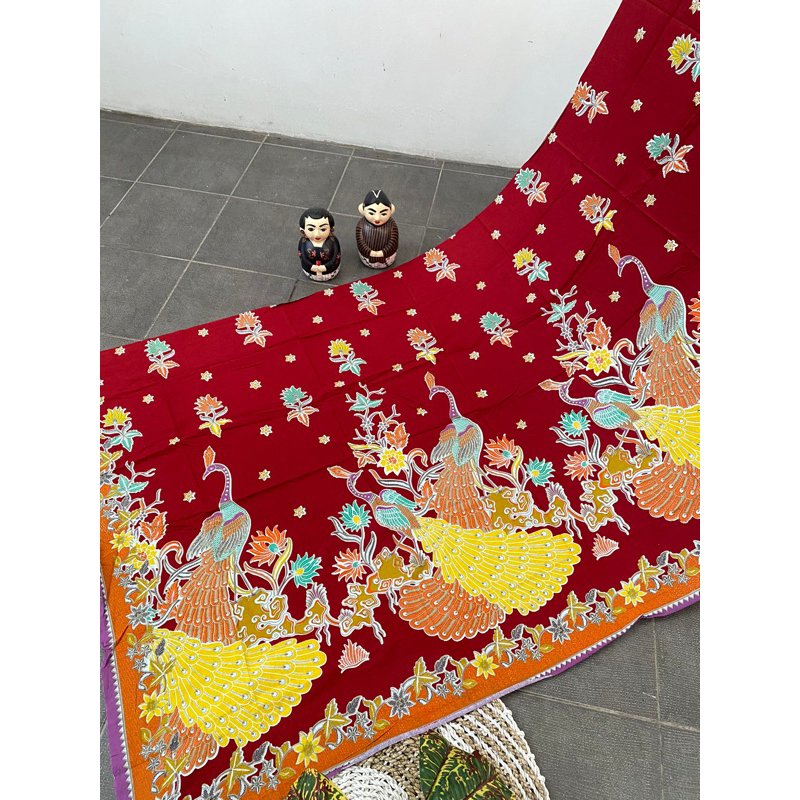 Jual KAIN BATIK SOLO HANDPRINT MERAK MERAH | Shopee Indonesia