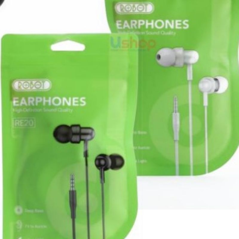 Jual Headset Robot RE20 Wired Earphone Bass Smartphone Original ...