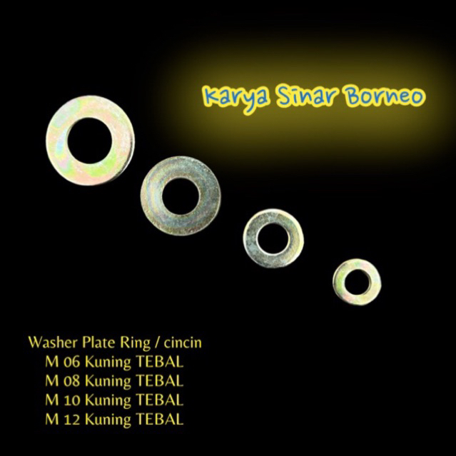 Jual Ring Washer Plat Besi M6, M8, M10, M12 kuning | Shopee Indonesia