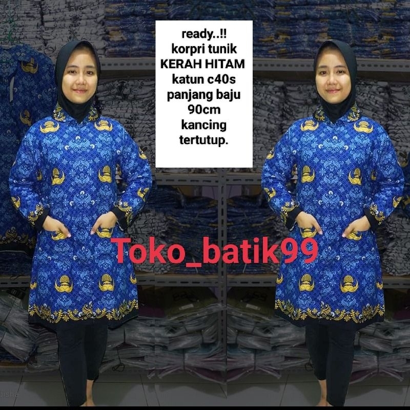 Jual korpri model tunik kerah hitam lapis furing dan non furing | Shopee Indonesia
