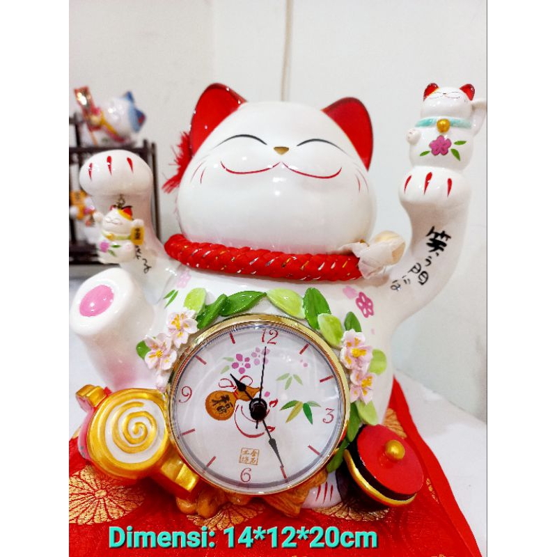 Jual Manekineko Jam / Pajangan Kucing Hoki Jam / Manekoneki Jam / Neko ...