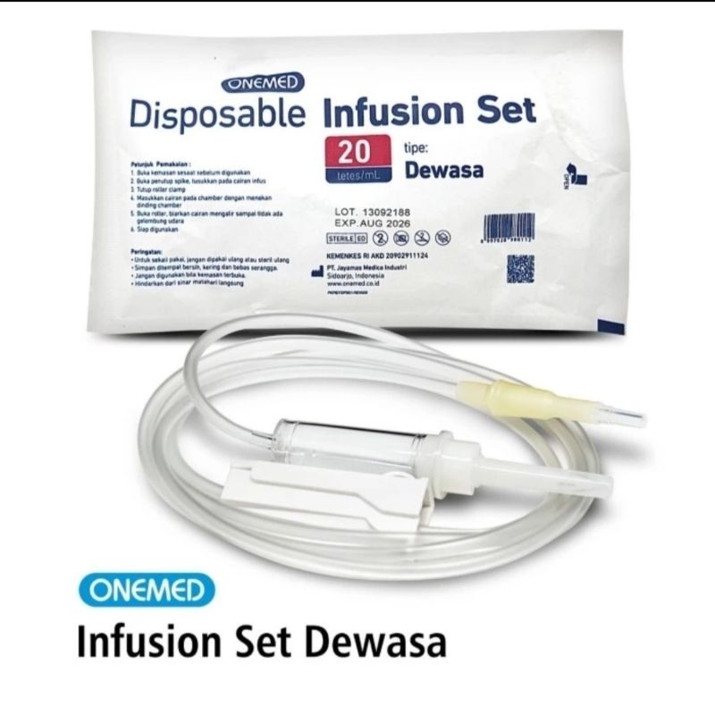 Jual Infus set dewasa onemed 20 tetes/ml per set original | Shopee ...