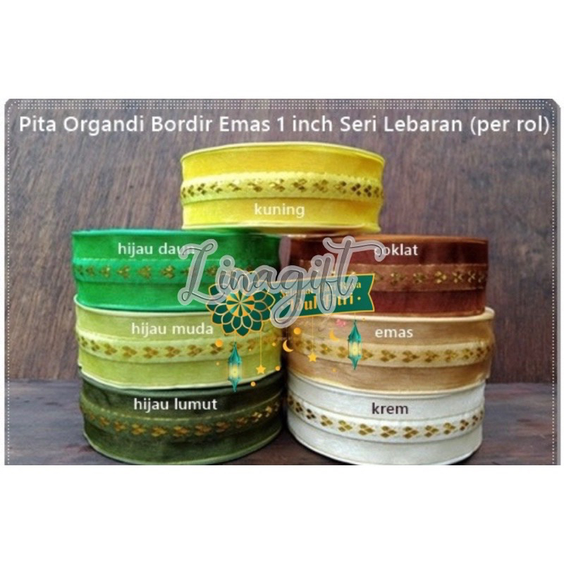 Jual ( 3 Meter ) PITA ORGANDY BORDER RIBBON 1 INCH PITA ORGANDI ...
