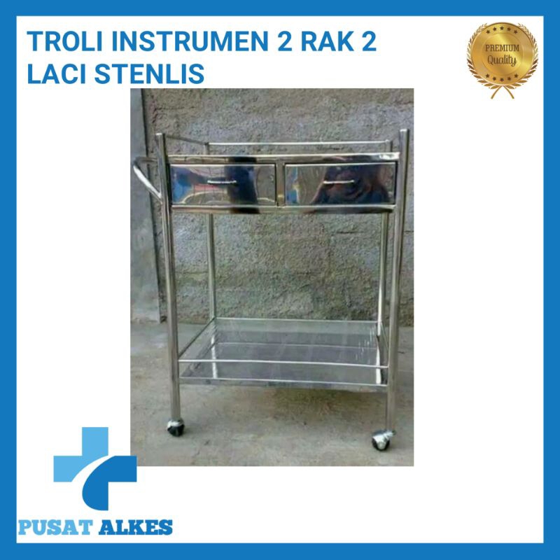 Jual troli instrumen 2 rak laci ss | Shopee Indonesia