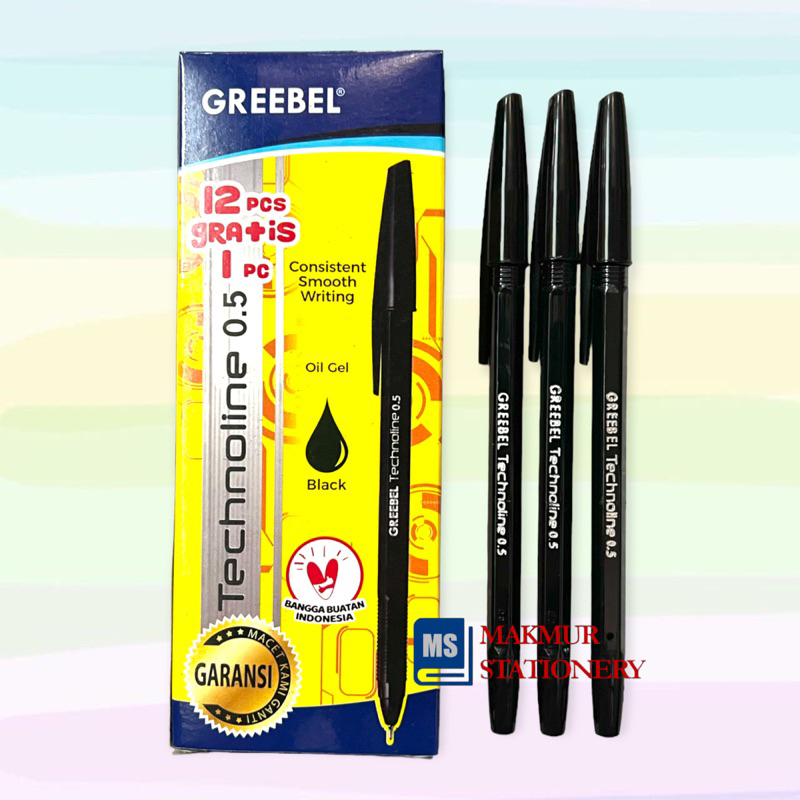 Jual Pulpen / Ballpoint / Pen Greebel Technoline (12 Pcs) | Shopee ...