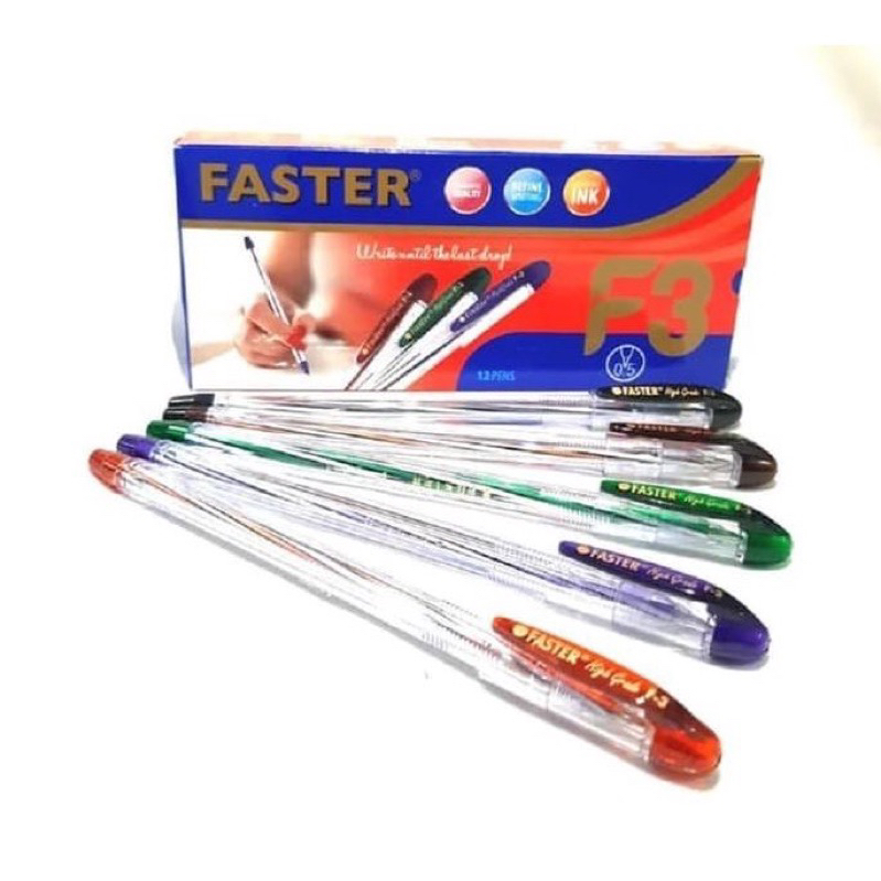 Jual (ISI 12) Pulpen/Bolpen/Ballpoint/Ballpen/Bolpoint Faster F3 0.5 | Shopee Indonesia