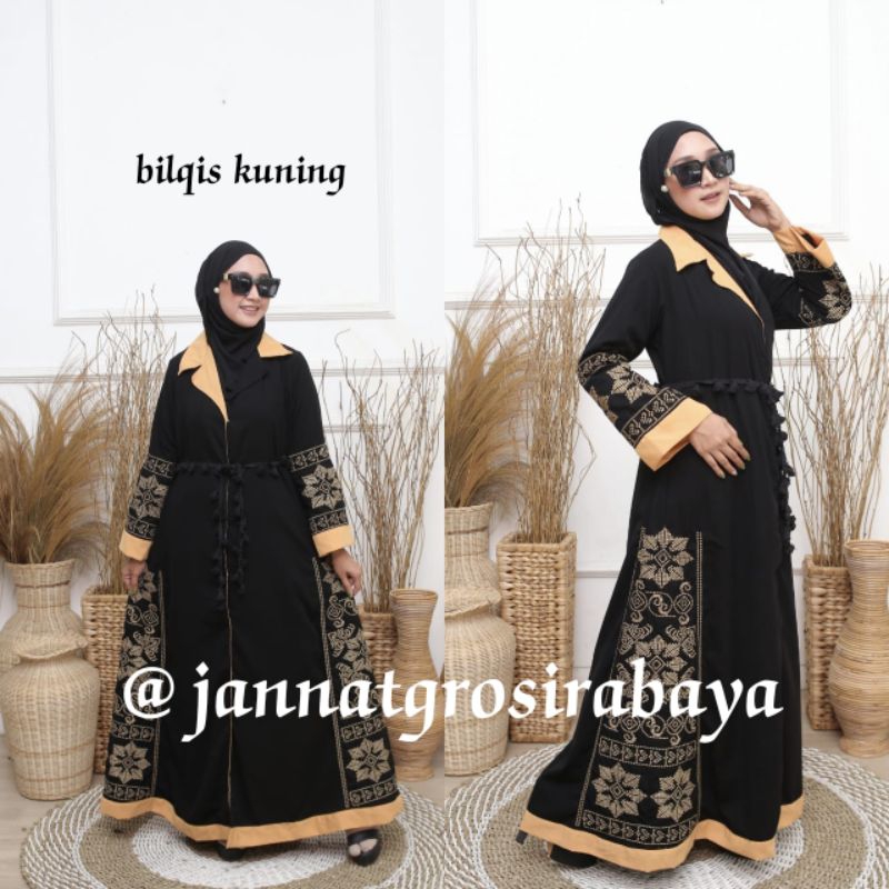 Jual Abaya Dubai Bilqis Kuning Kain Saudi | Shopee Indonesia