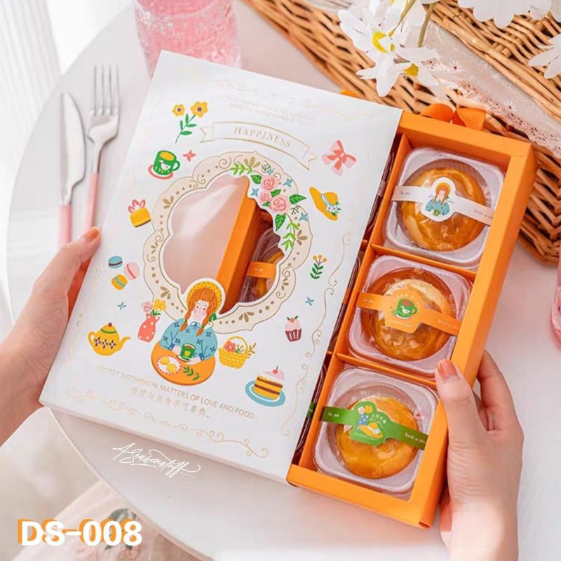 Jual DS-008 Box kemasan kue dus sekat 6 dengan tali jinjing isi 5pcs ...