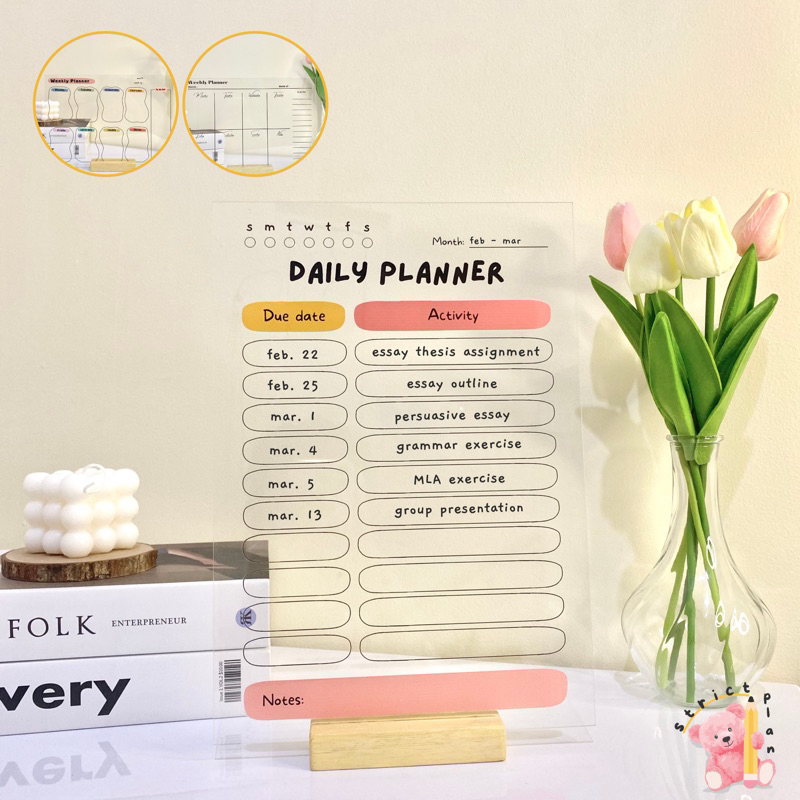 Jual [UV PRINT] Acrylic Planner A4 Weekly planner Daily Planner Korean ...