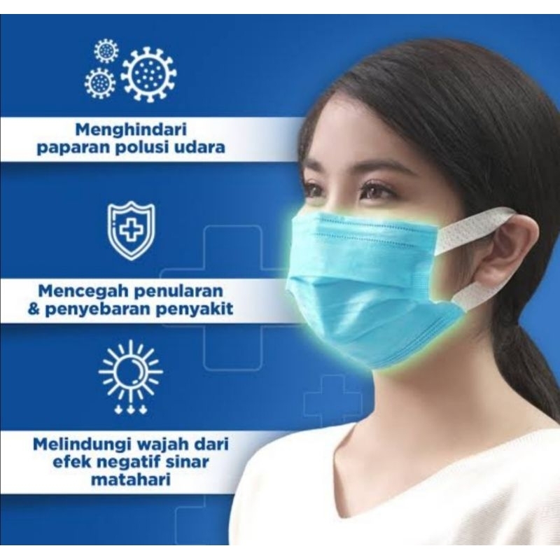 Jual Masker 3 ply model tali Flatoop earloop Disposable mask 3ply ...