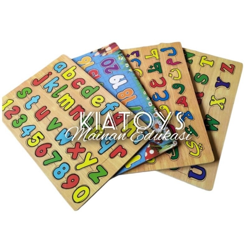 Jual Puzzle kayu paket angka,huruf,hijaiyah | Shopee Indonesia