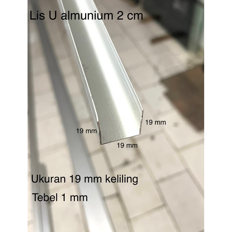 Jual Lis U Almunium list U 2 cm U tali air tembok | Shopee Indonesia