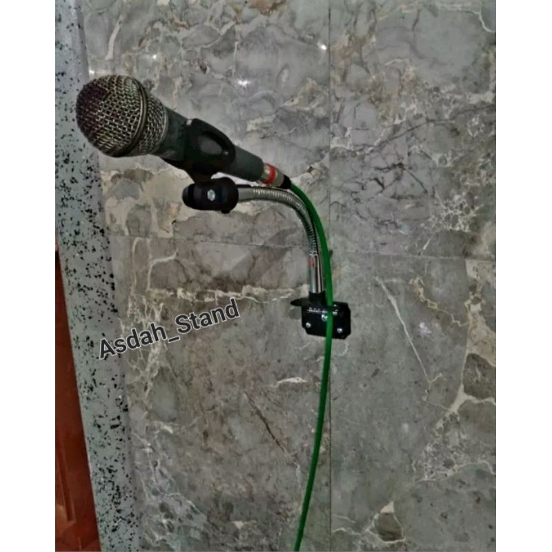 Jual Stand Microphone Dinding Besi Spiral Croom 25cm + Holder Mic ...