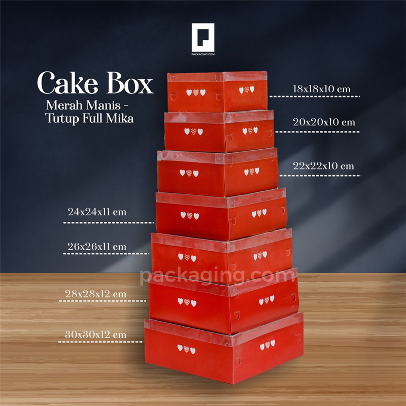Jual Cake Box Tutup Mika/Dus Merah Manis/Dus Tart/Dus Kue | Shopee ...