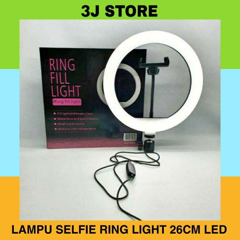 Jual LAMPU SELFIE RING LIGHT LED 26CM MAKE UP VLOG RINGLIGHT BEAUTY ...