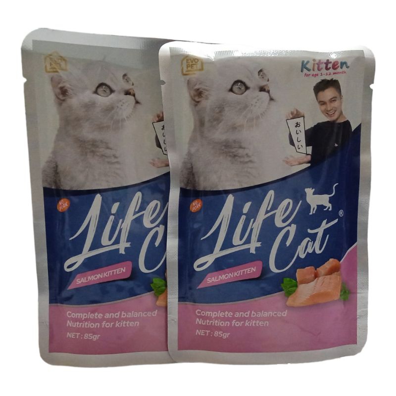 Jual LIFE CAT POUCH KITTEN SALMON 85 GRAM - WET FOOD SACHET | Shopee ...