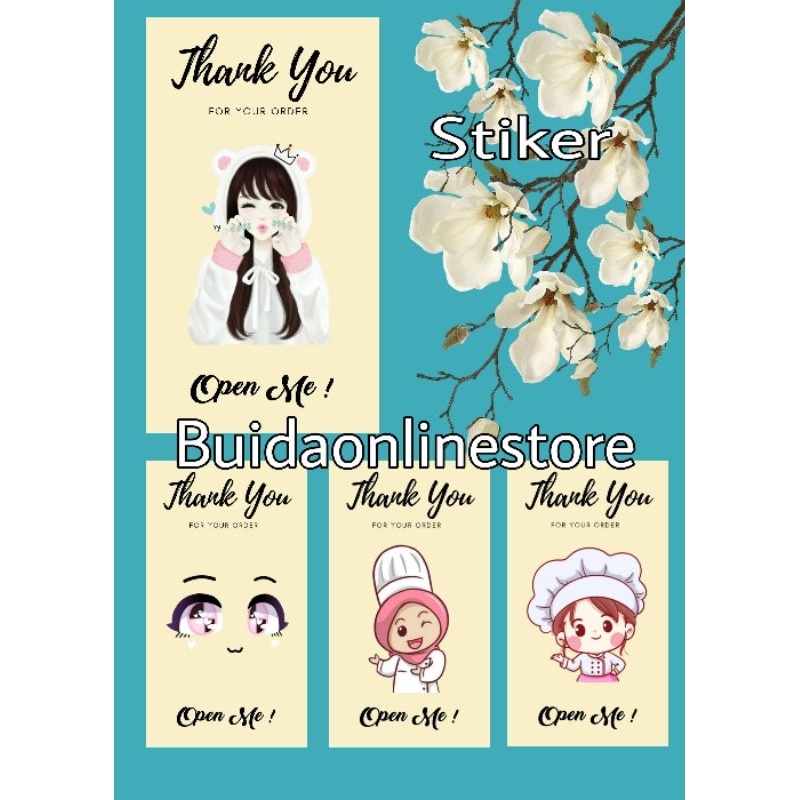 Jual Stiker Thank You For Your Order Label Open Me Motif Cute Girl ...