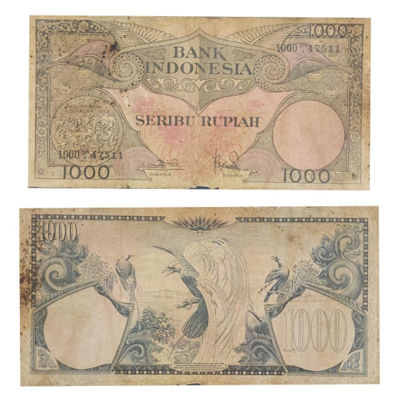 Jual Uang Kuno Negara Indonesia Series Bunga 1000 rupiah tahun 1959 ...