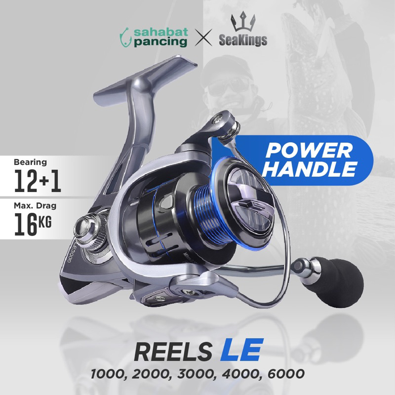 Jual REEL PANCING POWER HANDLE SEAKINGS LE 1000 2000 3000 4000 6000 12+1BB MAX DRAG 16KG ...