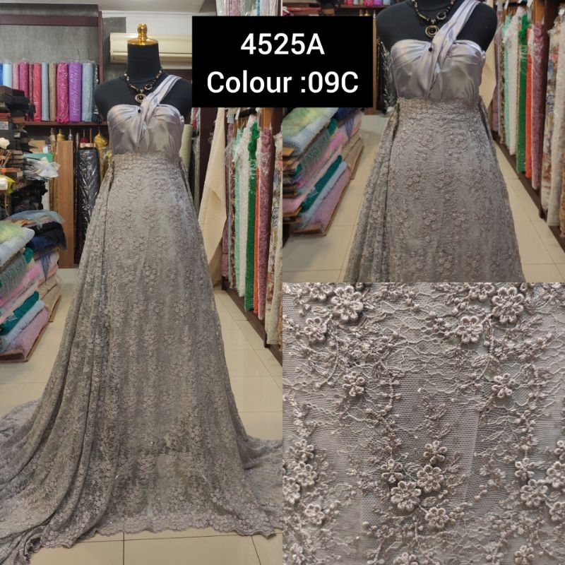 Jual Kain Tile Brokat Bunga Kecil 3D Timbul 4525A Silver | Shopee Indonesia