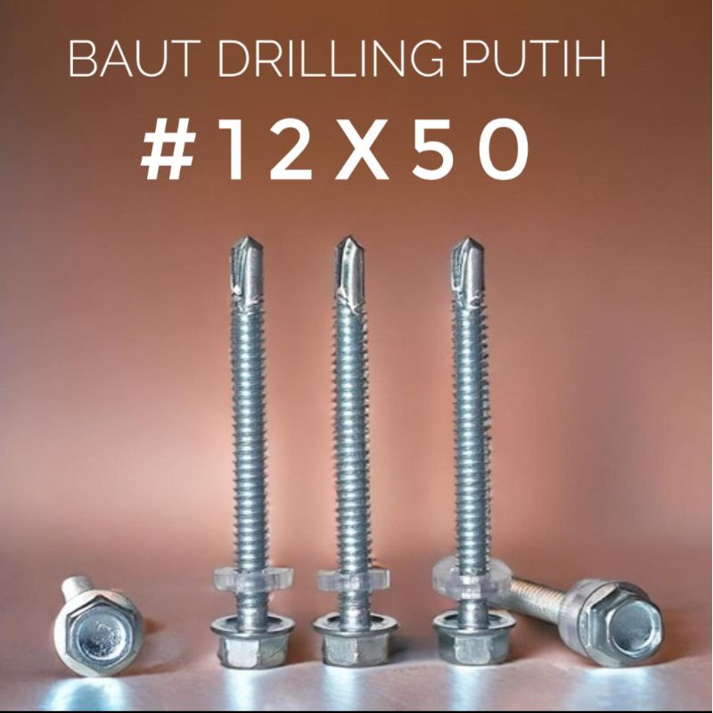 Jual Baut Drilling Putih 2" / Baut Roofing Baut Galvalum #12 x 50 ...