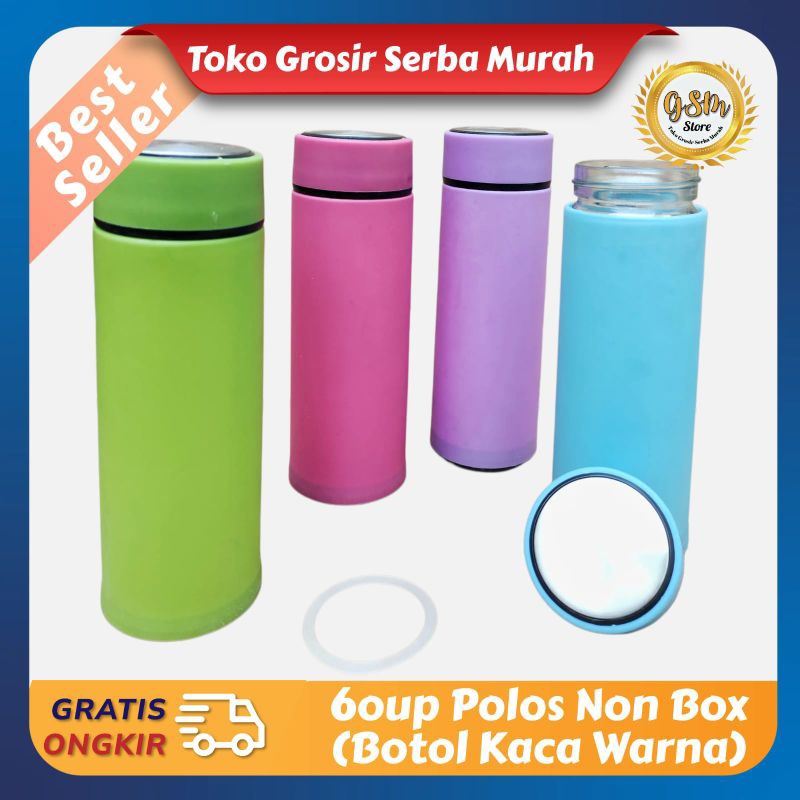 Jual Termurah Botol Minum Kaca Warna polos 400ml / six oup polos Beling ...