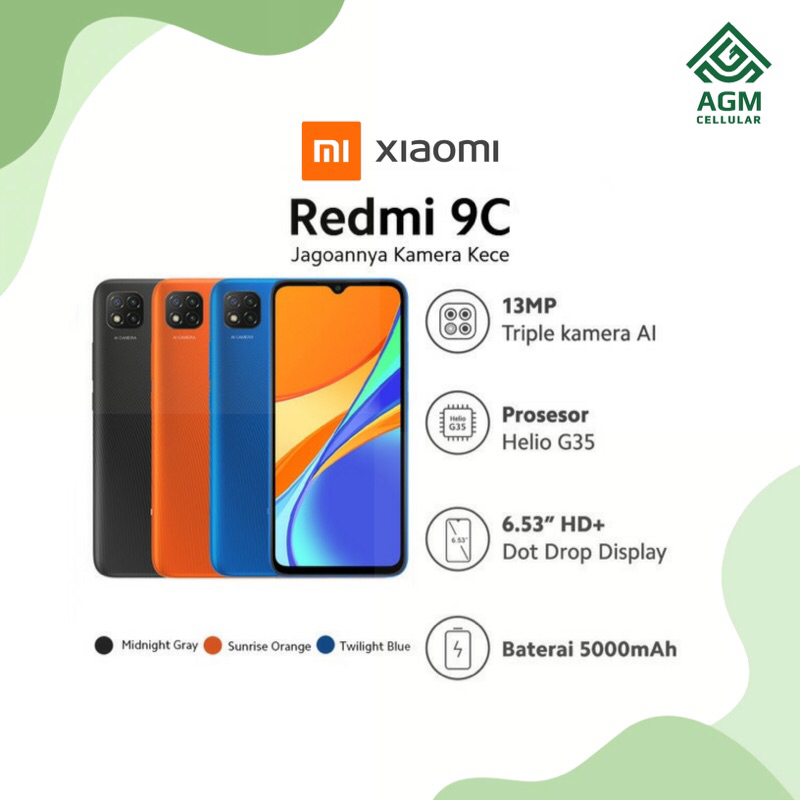 Jual HANDPHONE XIAOMI REDMI 9C RAM 3GB/32GB (Midnight Gray, Twilight ...