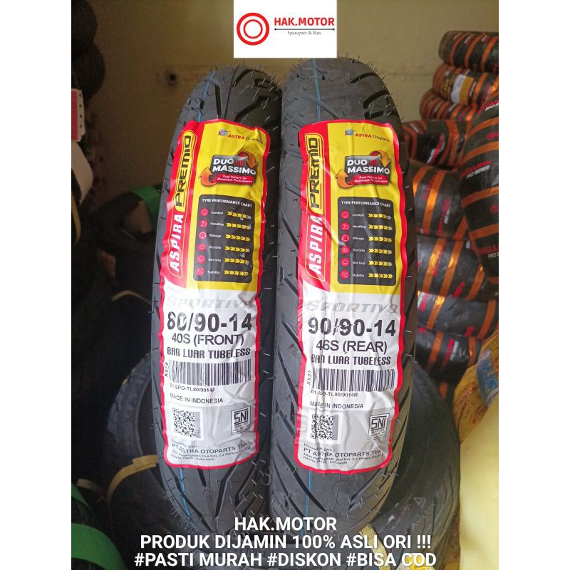 Jual ( BAN HARIAN PREMIUM ) ASPIRA PREMIO SPORTIVO RING 14 TUBLES ( 70/90-14 ),( 80/90-14 ),( 90 ...