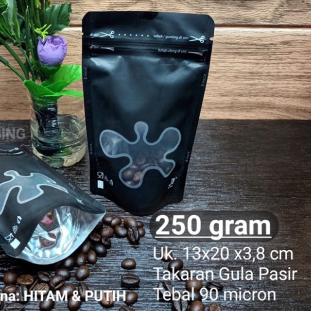 Jual Standing Pouch Window Black White Transparant 13x20cm | Shopee ...