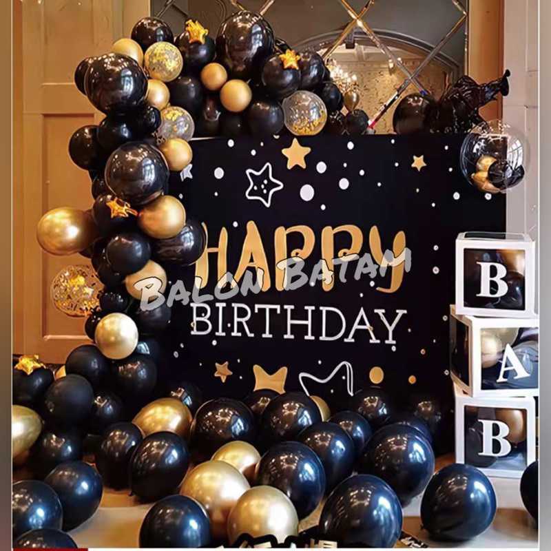 Jual Paket Balon Hitam Gold 9855 | Shopee Indonesia