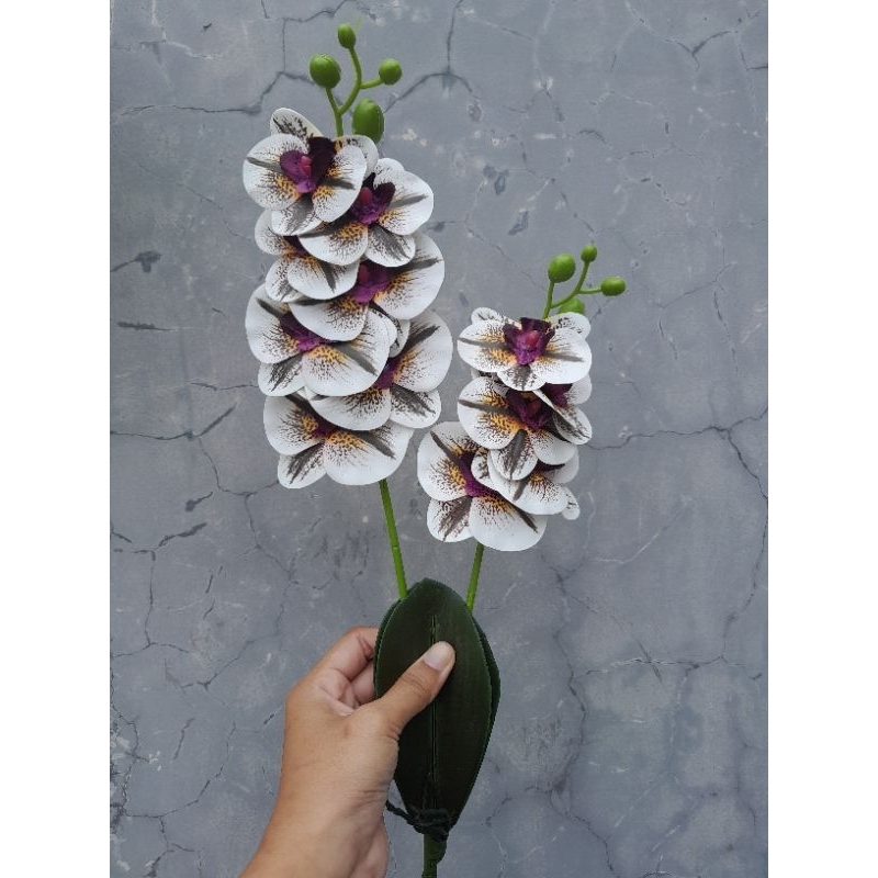 Jual BUNGA ANGGREK SEMI LATEX 12KUNTUM 2CABANG 2DAUN ARTIFICIAL/BUNGA ...