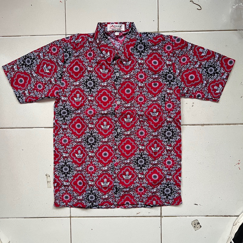 Jual Baju Batik SD Merah Motif Tut Wuri Handayani | Shopee Indonesia