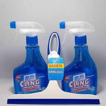 Jual Cling Pembersih Kaca Botol Spray 440ML + Alat Karet Pembersih Kaca ...