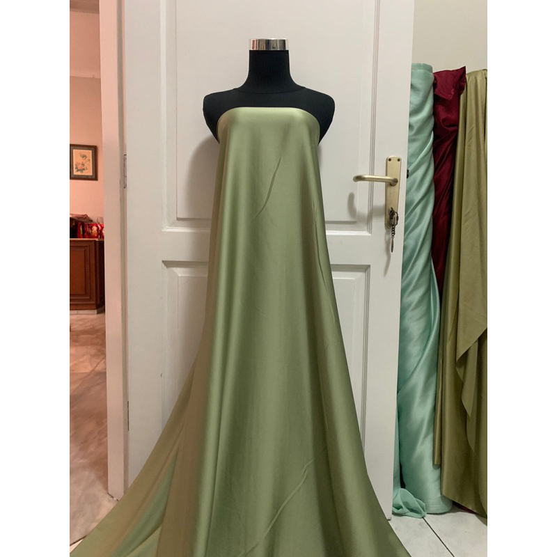 Jual Bahan Kain Satin Armany Silk Original Polosan Warna Sage Green ...