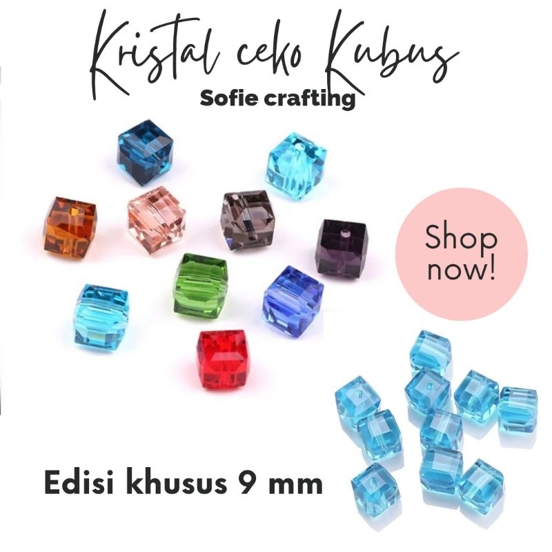 Jual (10 biji) MANIK KRISTAL CEKO KUBUS 9 mm | Shopee Indonesia
