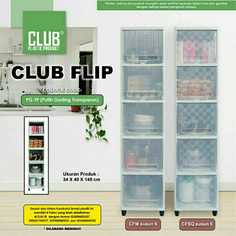 Jual LEMARI PLASTIK CLUB FLIP SQUARE TRANSPARAN/ LEMARI KABINET RAK ...