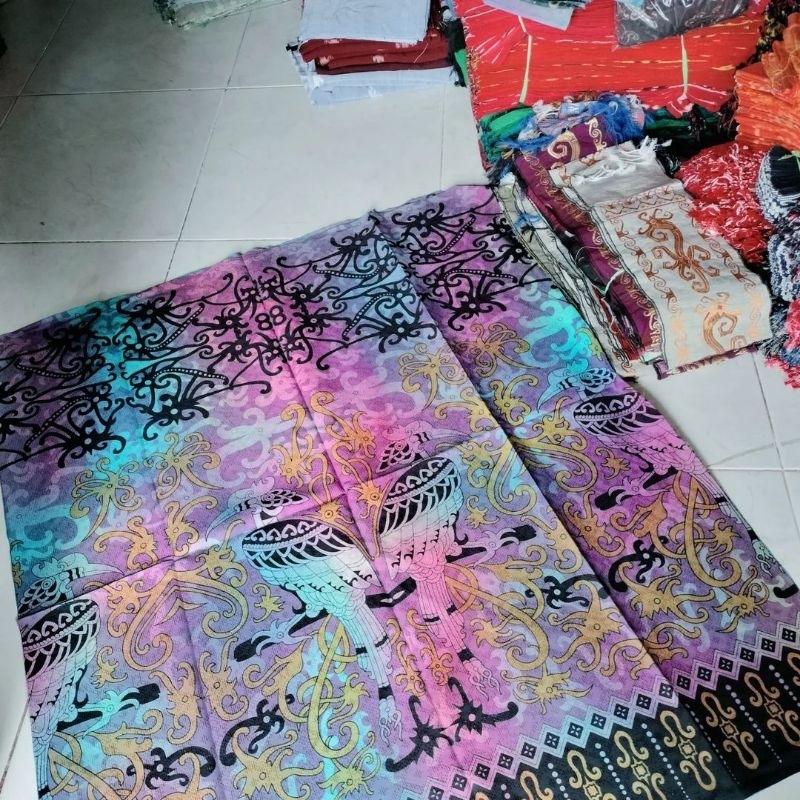 Jual Kain Tenun Dobby mix batik Motif burung enggang | Shopee Indonesia