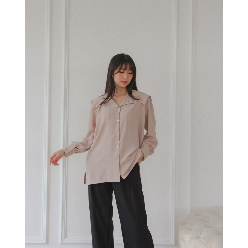 Jual KANON - Tanaka Shirt - Kemeja basic kantor wanita model korean look | Shopee Indonesia