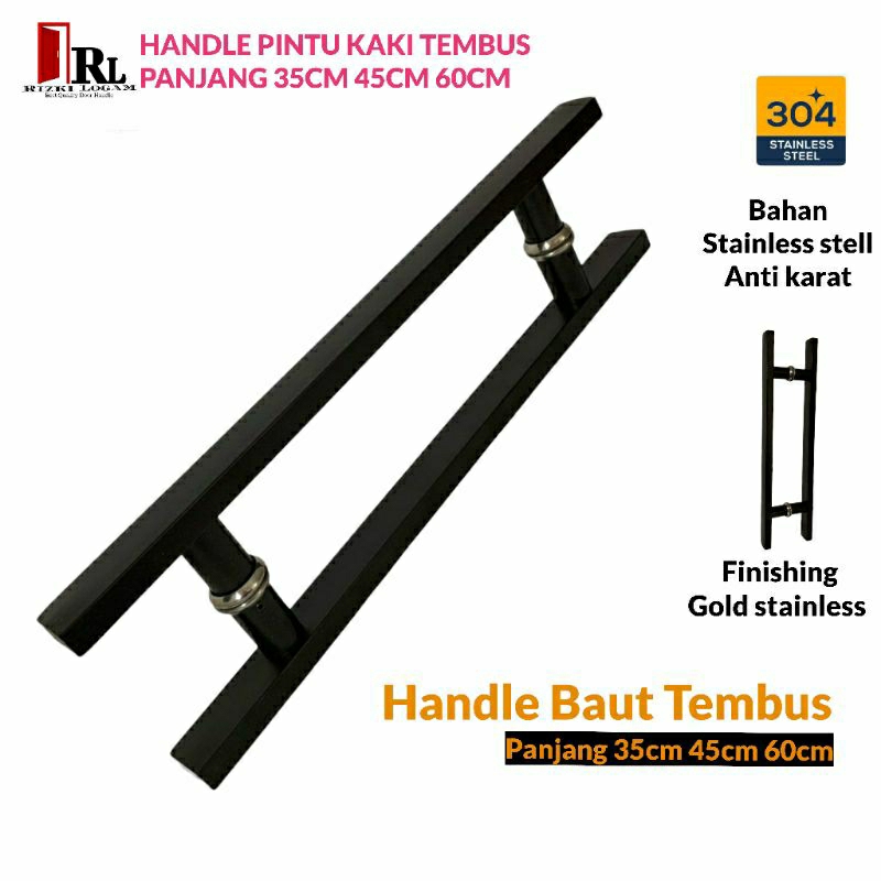 Jual handle pintu rumah kotak stainless baut tembus 35cm 45cm 60cm ...