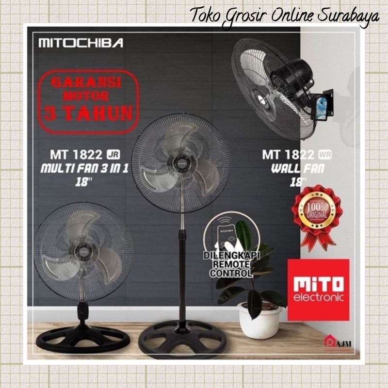 Jual Kipas Angin Mitochiba besi 3 in 1 18 inch MT 1822 SR REMOTE | Shopee Indonesia