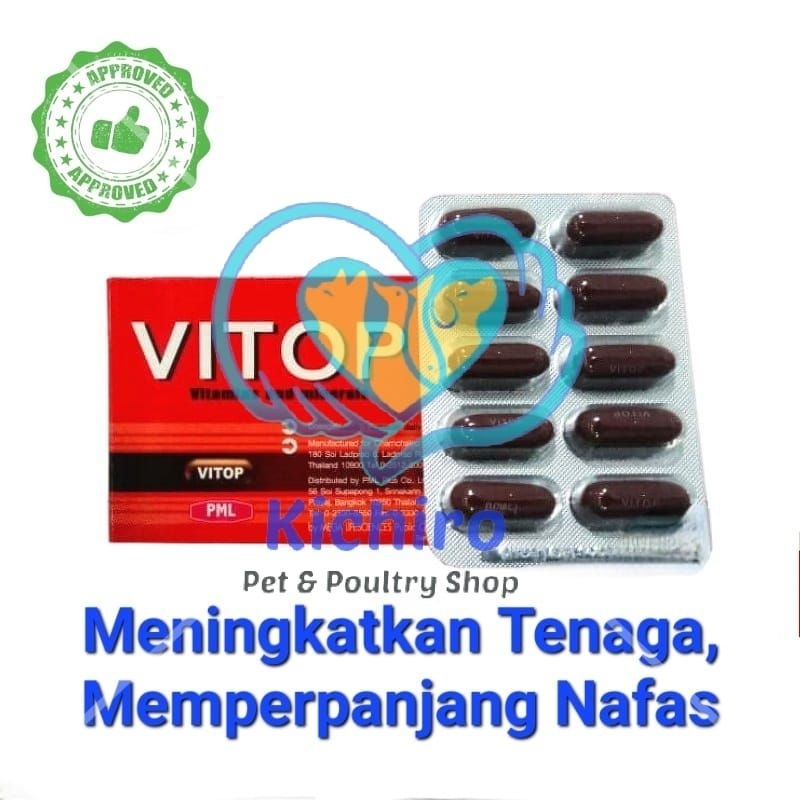 Jual Vitop 1 Strip isi 10 Kapsul Vitamin Doping Ayam Burung Menambah ...