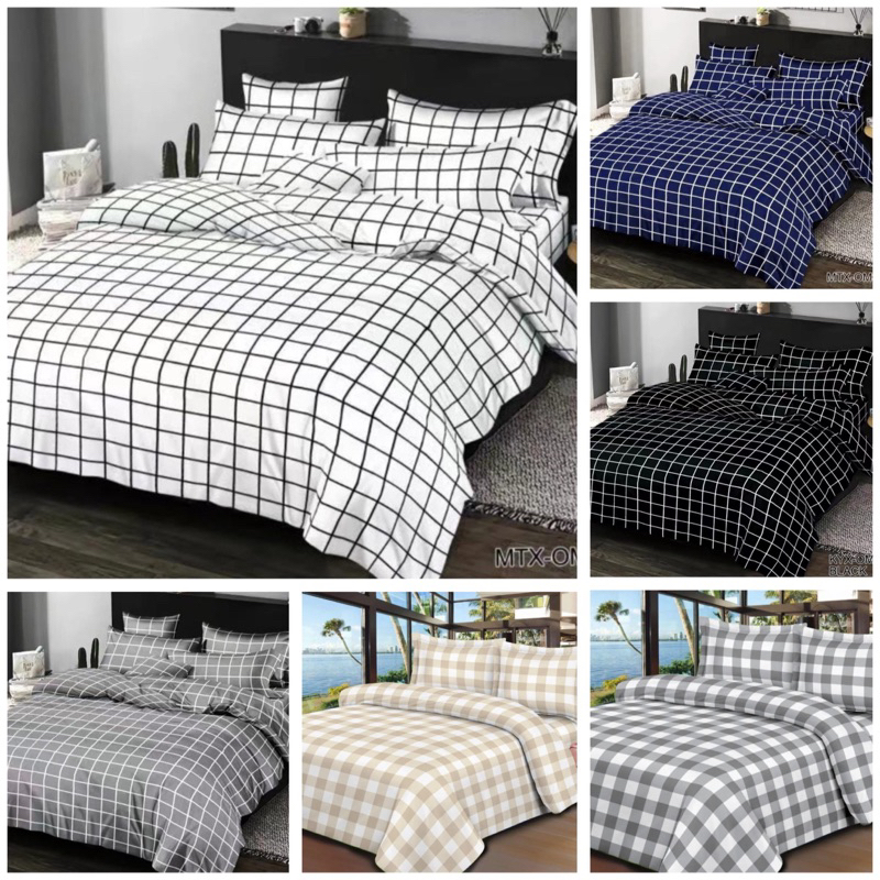 Jual Jaxine Sprei Bahan Microtex Aneka Motif Kotak Minimalis Aesthetic ...