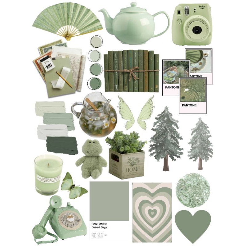 Jual Stickers Aesthetic || Stikers Green sage untuk journal & Scrapbook ...