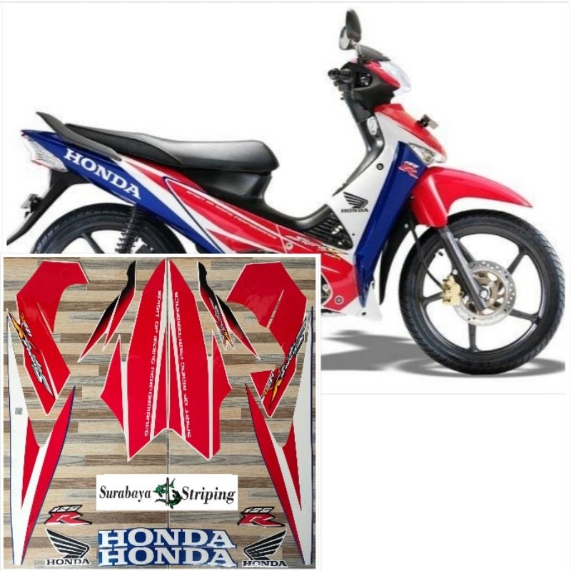 Jual striping stiker Honda Supra X 125 R merah biru putih tahun 2005 ...
