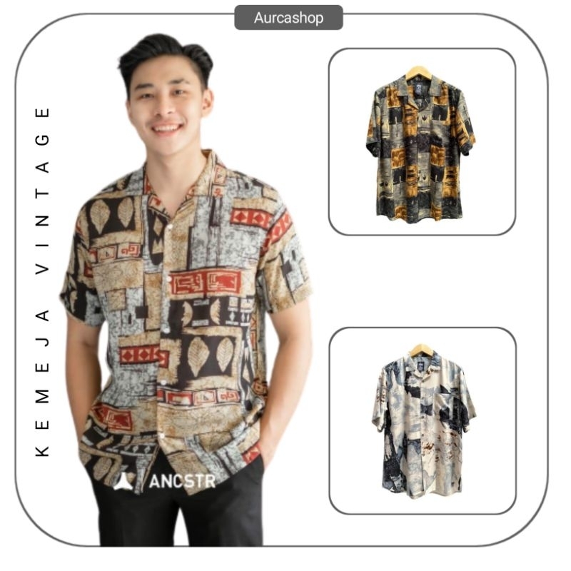 Jual Kemeja Pria Vintage Amarilo Casual Abstark Lengan Pendek Retro ...