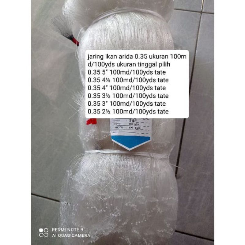 Jual jaring ikan ARIDA 0.35 100MD/100YDS TATE ukuran 2 inchi - 5 inchi jala ikan pukat ikan ...