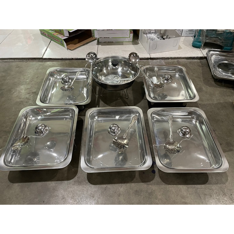 Jual prasmanan set full kaca 1 bulat + 2/3/4/5 segi stainless steel ...